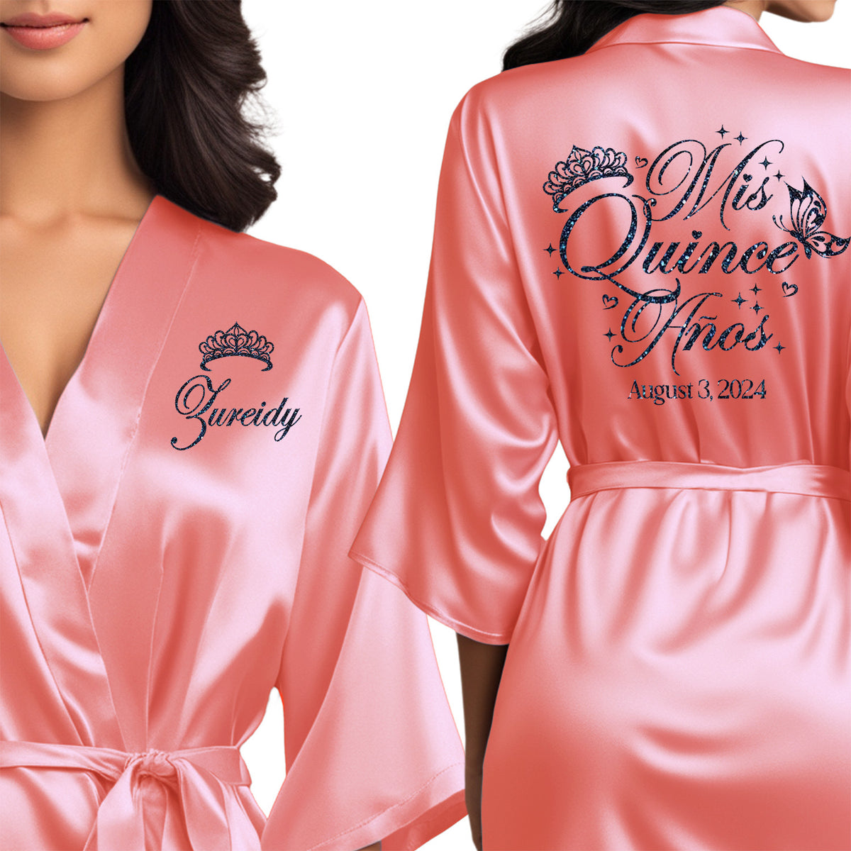 Personalized Coral Mis Quince Anos Robe Name and Date – Gifts Are Blue