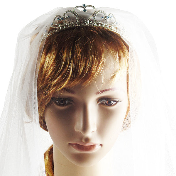 Crystal Hearts Tiara with Light Blue Rhinestones for Wedding and Prom ...