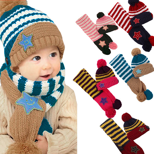 Little Kids Knitted Winter Beanie Hat and Scarf Set, 6 Month Baby to T ...