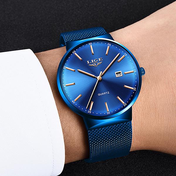 LIGE Mens Classic Elegance Watch, 30M Waterproof, Stainless Steel Mesh ...