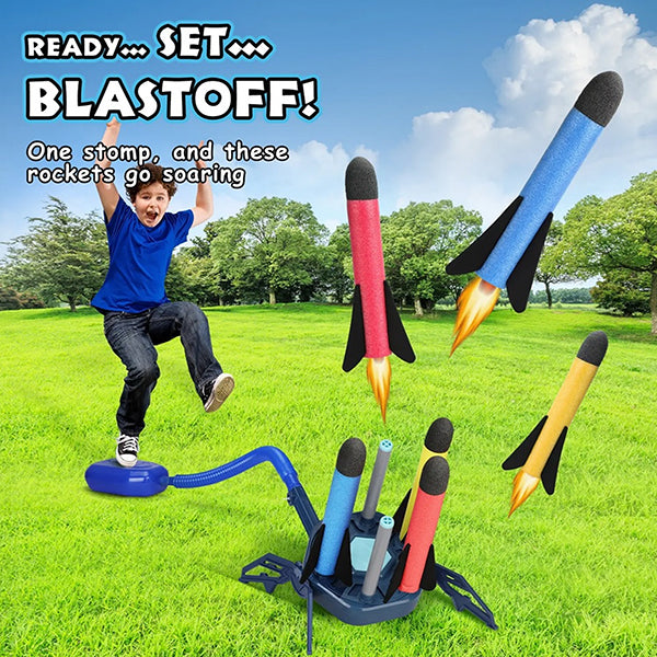 Kids Rocket Launcher with 6 Foam Rockets – Gifts Are Blue