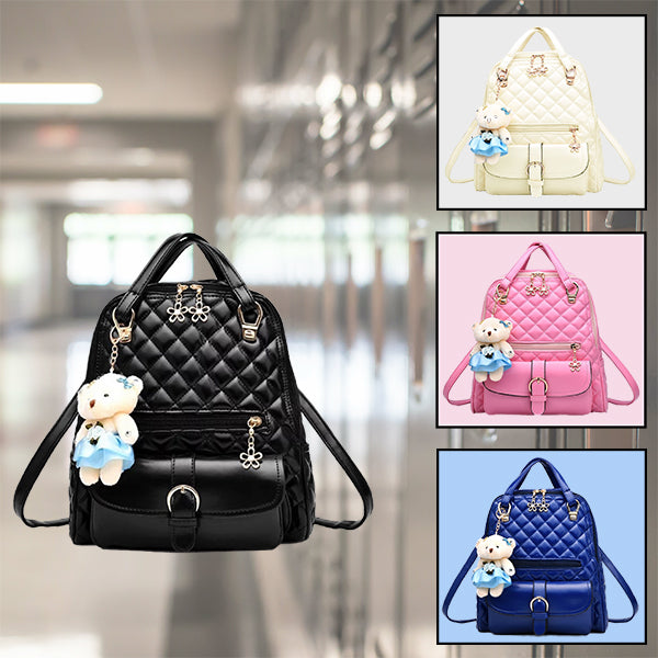 Stylish Plush Backpack with Teddy Bear Charm – Gifts Are Blue